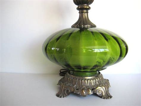Vintage Green Glass Table Lamp
