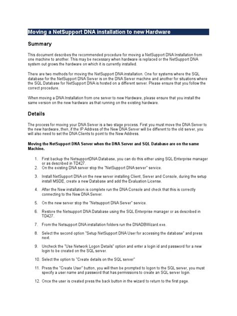moving a netsupport dna installation to new hardware pdf windows registry microsoft sql server
