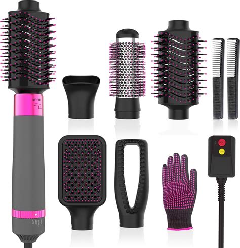 6 In One Blow Dryer Brush Leftandright Curling Wand Hair