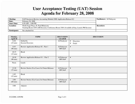 Uat Test Schedule Template Templates Printable