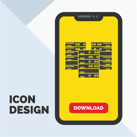 Center Centre Data Database Server Glyph Icon In Mobile For Download Page Yellow Background