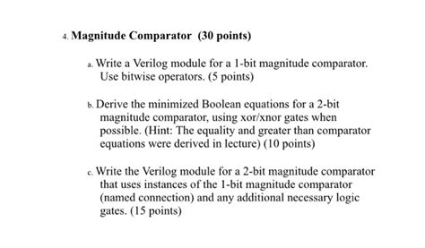 Solved 4 Magnitude Comparator 30 Points A Write A