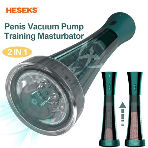 Heseks 2 In 1 Electric Male Penis Pump Vacuum Masturbator Penile Enlargement Enhancer Penile