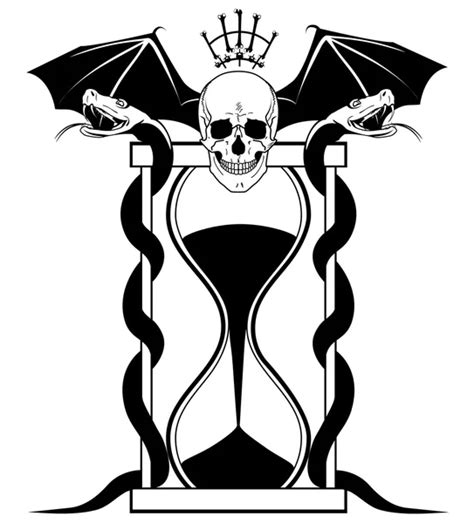 Human Skull In Hourglass Isolated Sticker Print Or Blackwork Tattoo