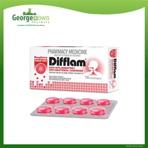 Difflam Anti Inflammatory Anti Bacterial Lozenge Raspberry 8sx2