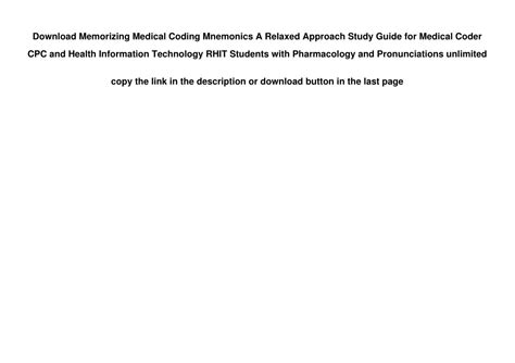 Ppt Download Memorizing Medical Coding Mnemonics A Relaxed Approach