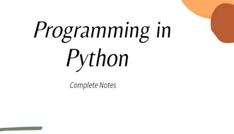 Programming In Python Complete Notes Pdf Connect Programming