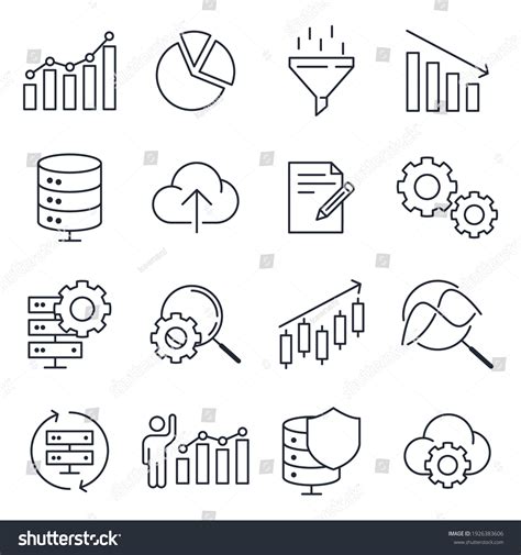 Set Data Analysis Icon Financial Analytics Stock Vector Royalty Free