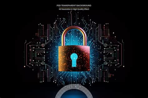 Premium Psd Closed Padlock On Digital Background Cyber Security