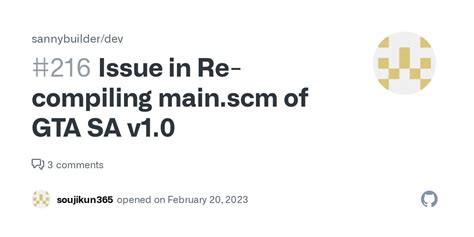 Issue In Re Compiling Main Scm Of GTA SA V1 0 Issue 216