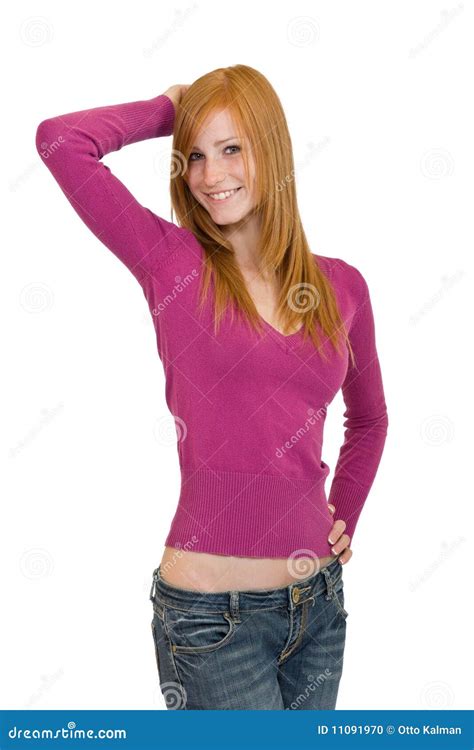 Redhead Woman Posing Stock Photo Image
