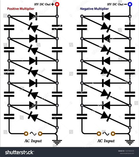 Voltage Multiplier Circuit Diagrams Stock Vector Royalty Free 1037494570 Shutterstock