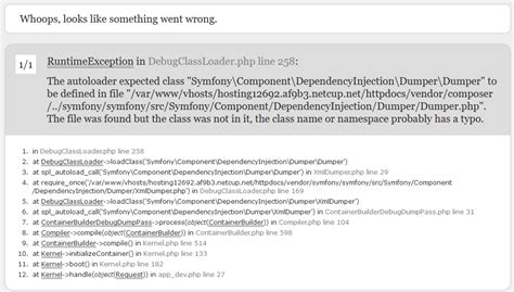 Symfony Deploying Runtimeexception In Debugclassloader Php Line Stack Overflow