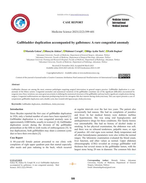 Pdf Gallbladder Duplication Accompanied By Gallstones A Rare Congenital Anomaly