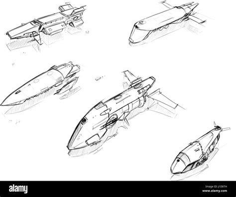 Sci Fi Spaceship Design Sketches