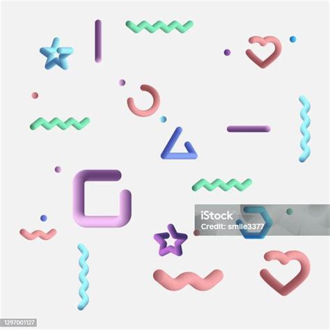 3d 셰이프 3d 디자인의 다양한 기하학적 모양 색상이 있는 액체 기하학적 모양 배경 벡터 일러스트레이션 0명에 대한 스톡 벡터