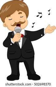 Illustration Male Singer Black Tuxedo Doing Stock Vector Royalty Free