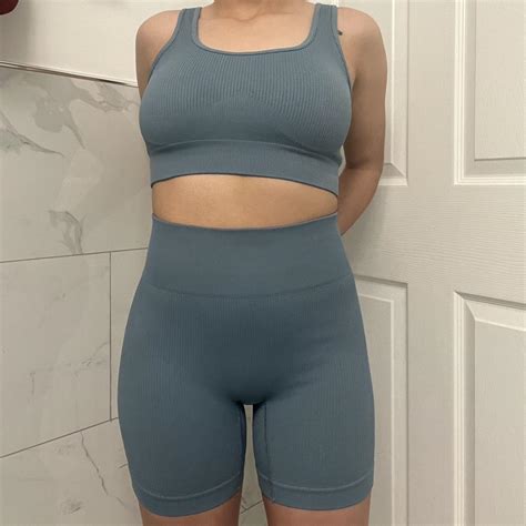 Womens Size Medium Dusty Blue Workout Set Very Depop