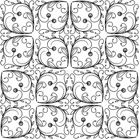 Floral Monochrome Seamless Pattern Design Of Swirls And Curved Lines Minimalist Graphic