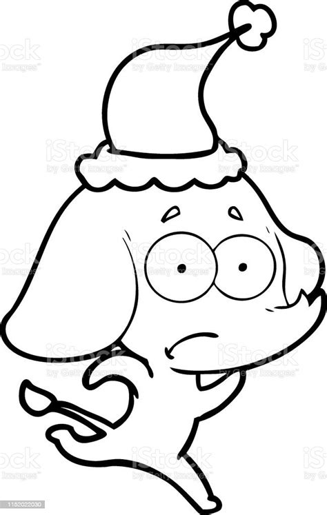 산타 모자를 쓰고 있는 확실 하지 않은 코끼리의 선 그리기 귀여운에 대한 스톡 벡터 아트 및 기타 이미지 귀여운 그리기 낙서 드로잉 Istock