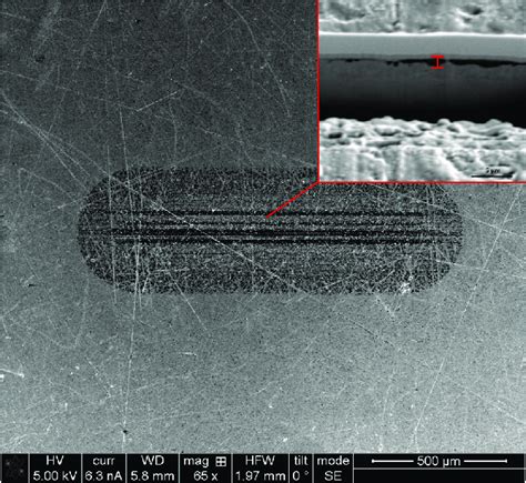 Sem Image And Fib Cross Section Of The Wear Scar For P 66614