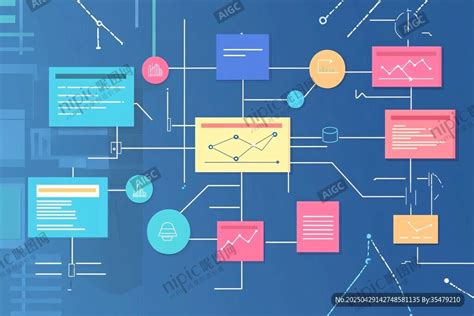 Ai创作图科技 数据 界面 图表 交互 设计 图形 线条 网络 元素 布局 连接 框架 模块 信息 昵图网