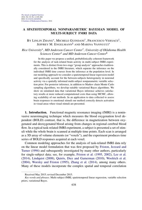 pdf a spatiotemporal nonparametric bayesian model of multi subject