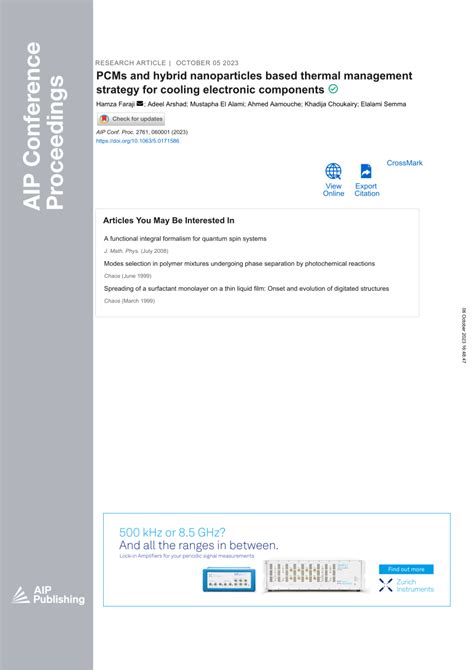 Pdf Pcms And Hybrid Nanoparticles Based Thermal Management Strategy For Cooling Electronic