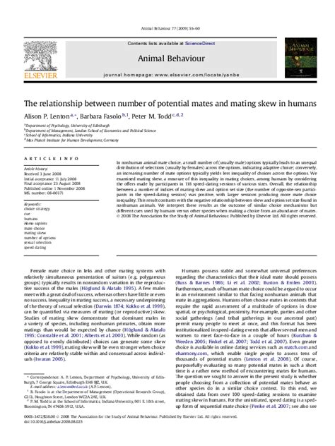 Pdf The Relationship Between Number Of Potential Mates And Mating Skew In Humans