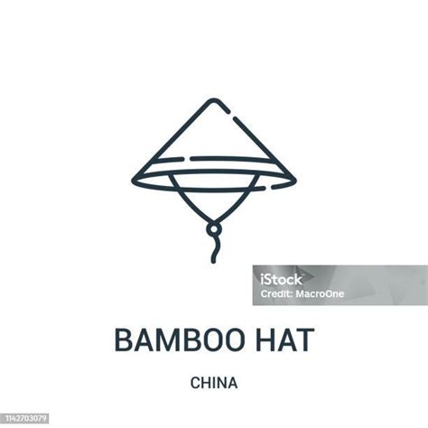 중국 컬렉션에서 대나무 모자 아이콘 벡터 얇은 라인 대나무 모자 개요 아이콘 벡터 일러스트 레이 션입니다 웹 및 모바일 앱 로고 인쇄 미디어에 사용할 선형 기호입니다 기체