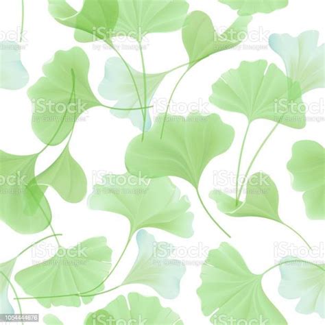 일본 은행나무 Biloba 원활한 패턴 꽃 잎 빈티지 파스텔 녹색 질감 디자인 직물 인쇄 벡터 벽지 0명에 대한 스톡 벡터 아트
