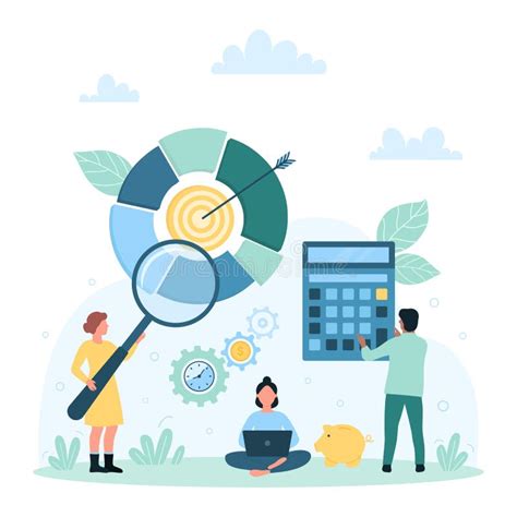 Business Analysis Analytics Tiny People Analyze Pie Chart With