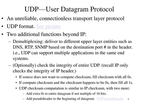 Ppt Udp—user Datagram Protocol Powerpoint Presentation Free Download Id 4443846
