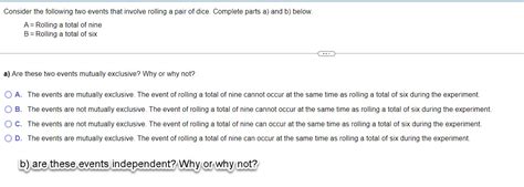 Solved Consider The Following Two Events That Involve Chegg Com