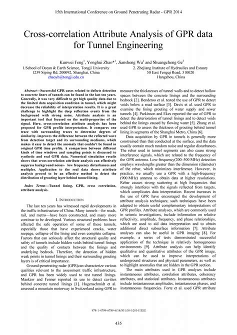 Pdf Cross Correlation Attribute Analysis Of Gpr Data For Tunnel Engineering
