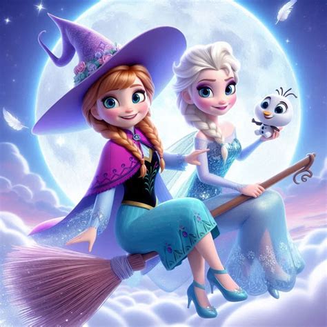 Elsa And Anna As A Witch 🧹 Frozen Disney Movie Frozen Halloween