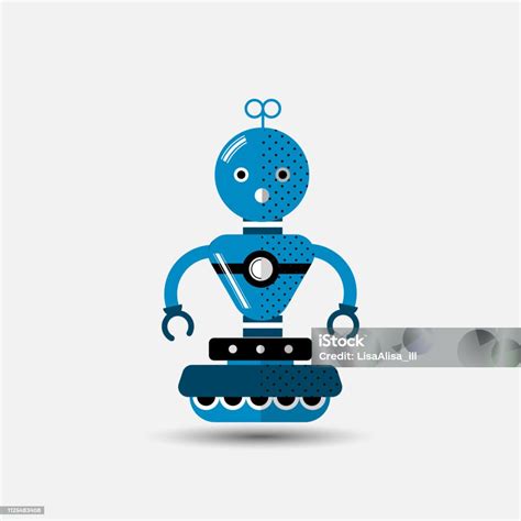 회색 배경에 고립 된 평면 스타일에 재미 있는 벡터 로봇 아이콘 Chatbot 아이콘 빈티지 친절 한 인공 지능 로봇의 귀여운