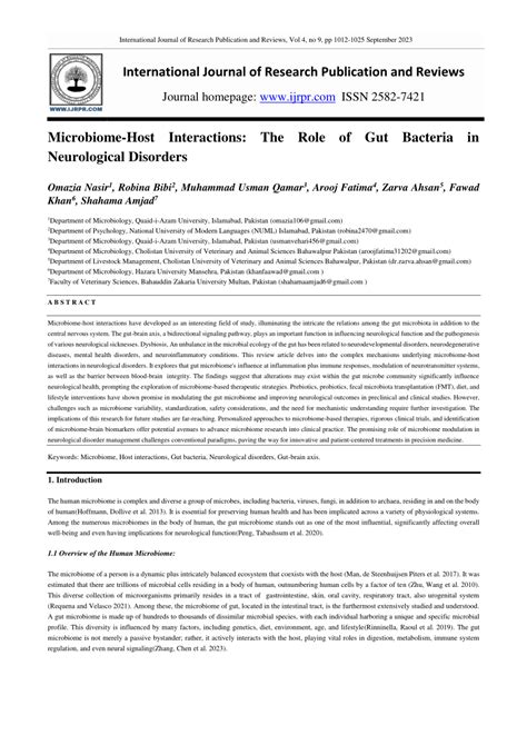 Pdf Microbiome Host Interactions The Role Of Gut Bacteria In