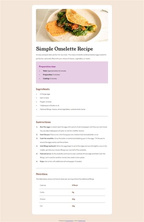 Frontend Mentor Responsive Omelette Recipe Page Coding Challenge Solution
