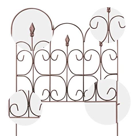 Amagabeli Decorative Garden Fence Outdoor 32in X 10ft Brown Coated Met