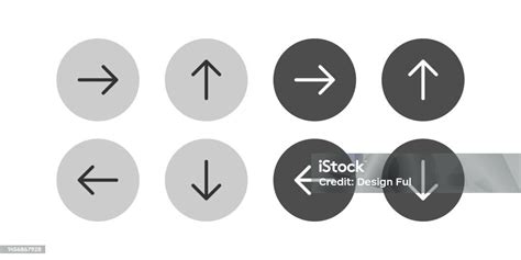 원 안의 화살표 아이콘입니다 방향 개념입니다 오른쪽 왼쪽 위쪽 아래쪽 화살표는 원 기호입니다 Ui 단추 플랫 디자인 검은색에 대한 스톡 벡터 아트 및 기타 이미지 Istock