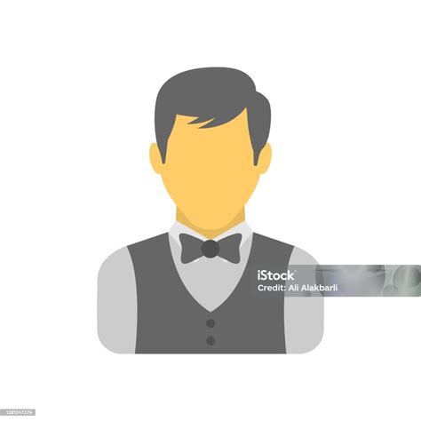 평면 디자인 스타일의 웨이터 아바타 아이콘 레스토랑 서비스 직원 기호입니다 개념에 대한 스톡 벡터 아트 및 기타 이미지 개념