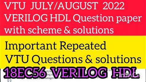 18ec56 Verilog Hdl Important Repeated Questions With Scheme And