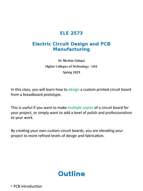 lecture 1 basics of pcb pdf printed circuit board electronic design