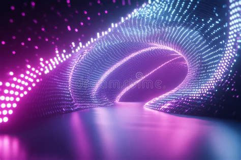 A Digital Tunnel Composed Of Glowing Binary Code Futuristic Holographic Elements And A Stock