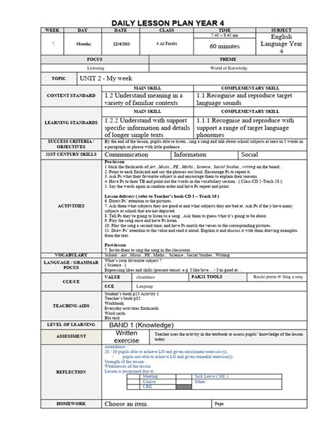 Week 4 My Week Pdf Lesson Plan Teachers