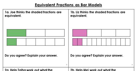 063 Equivalent Fractions As Bar Models Classroom Secrets