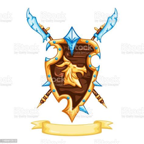 무기 아이콘 중세 항목 평면 디자인 벡터 격리 된 방패 벡터 개체 그룹에 대한 스톡 벡터 아트 및 기타 이미지 개체 그룹