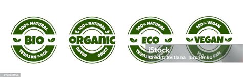 유기농 에코 바이오 완전 채식주의 자 천연 및 친환경 제품을위한 로고 템플릿 세트 스티커 라벨 배지 및 아이콘 벡터 일러스트 레이 션 0명에 대한 스톡 벡터 아트 및 기타