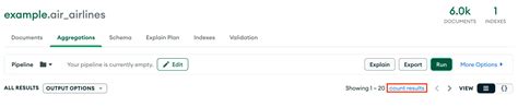 Count Pipeline Results Documents — Mongodb Compass